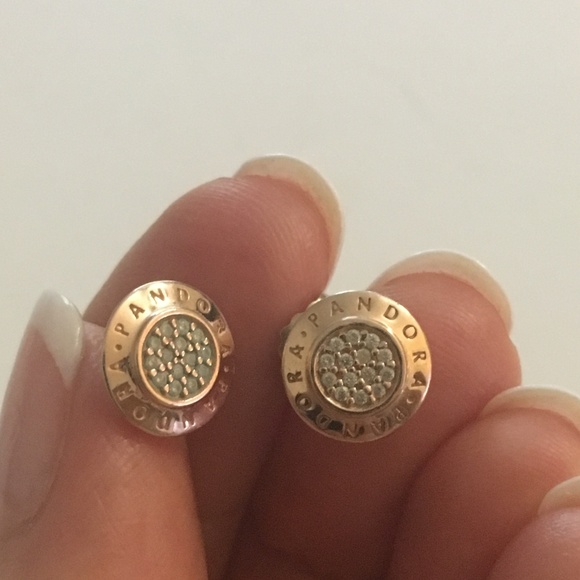 Pandora | Jewelry | Pandora Rose Signature Stud Cz Earrings | Poshmark